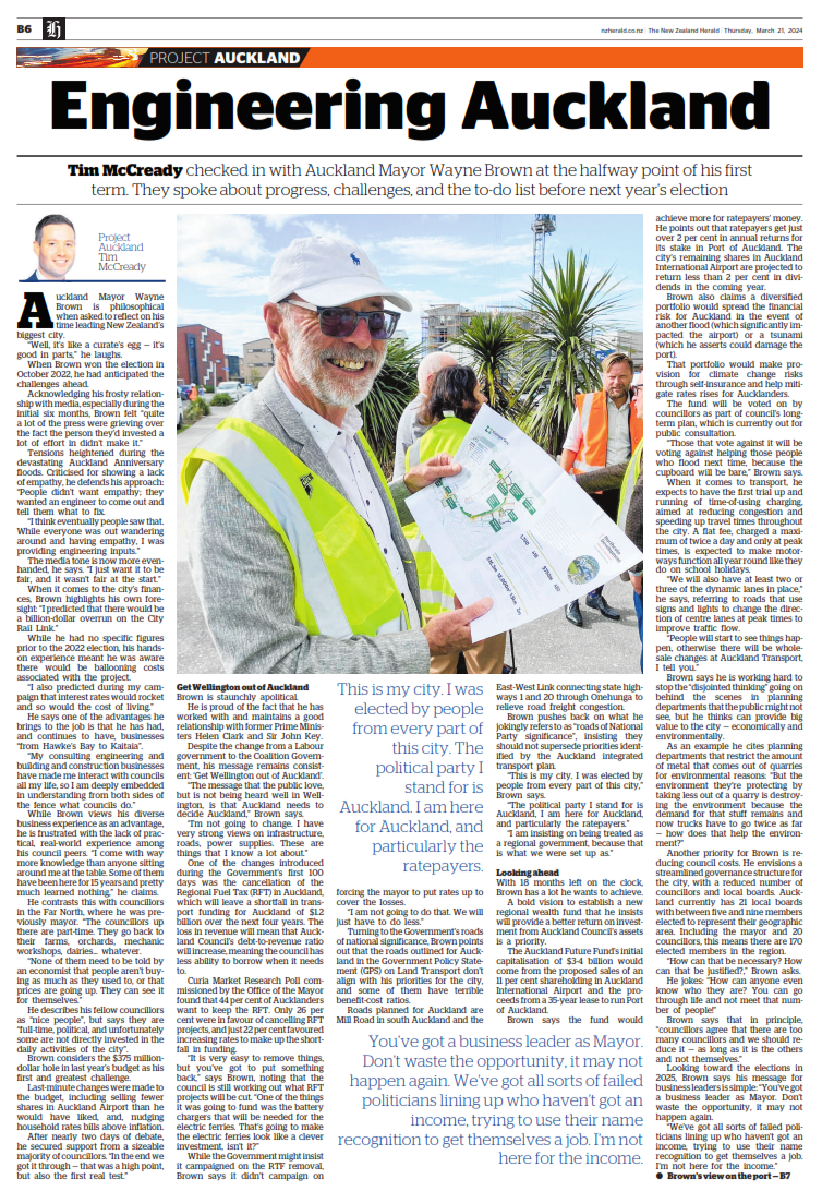 Project Auckland: Engineering Auckland (NZ Herald) - Tim McCready